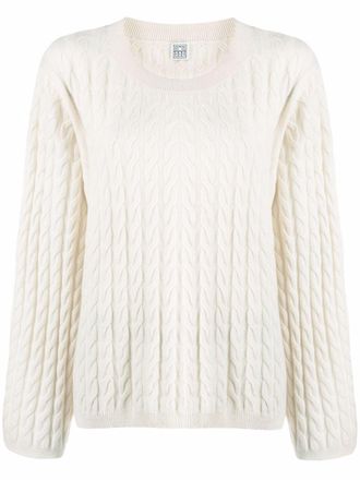 Toteme Kaschmirpullover mit Zopfmuster - Nude