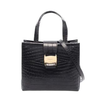 Ferragamo Pre-owned Vara Handtasche mit Krokopr&auml;gung- 2-Wege-Design - - Pre-owned - Damen - Schwarzk - ONE SIZE