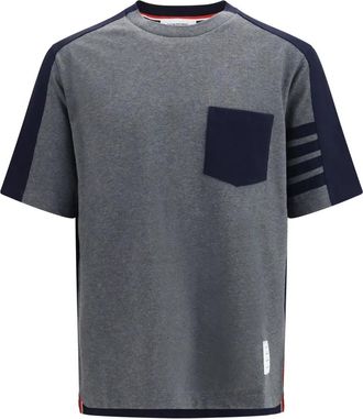 Thom Browne Colorblock T-Shirt mit 4-Bar-Detail - - Tops - Herren - Grau - S