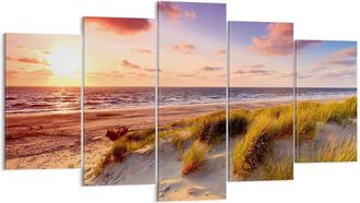 Arttor Wandbilder Dekoration Wohnzimmer Meer Strand Düne Mehrteilige Bilder auf Leinwand 160x85cm Leinwandbild Schlafzimmer Set 5 teilige Wand Kunstdruck Art