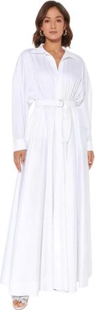 Norma Kamali Femme, Robes, Blanc, Taille: 36 FR Boyfriend Belted Shirt Maxi Dress