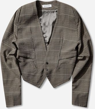 Kiko Kostadinov Men s Andras Tailored Jacket Taupe Check
