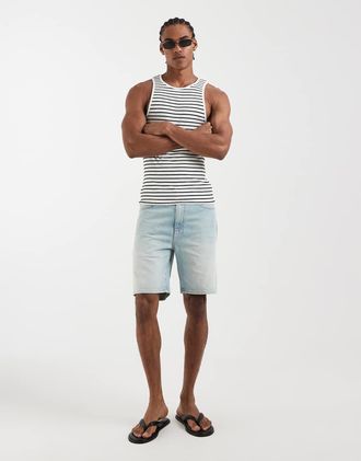 Lacoste Short en jean - D&eacute;lavage clair-Bleu