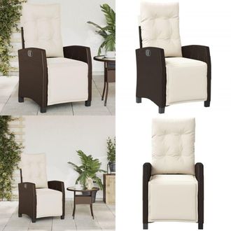 vidaXL Gartensessel mit Fu&szlig;teil Verstellbar Braun Poly Rattan - Gartenstuhl - Relaxsessel - Outdoor M&ouml;bel - Gartenm&ouml;bel - Rattan Sessel - Home & Living