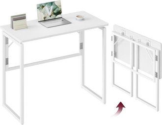 Vasagle Klapptisch, Kleiner Schreibtisch klappbar, Computertisch, Tischplatte aus einem St&uuml;ck, abgerundete Ecken, Tisch f&uuml;r Homeoffice, Schlafzimmer, 80 x 40 