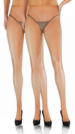 Sesto Senso 2 Paires de Collants R&eacute;sille Petits Trous Bas R&eacute;sille Taille Haute Culotte Partie Bas R&eacute;sille Beige XS/S 1/2 Sabia