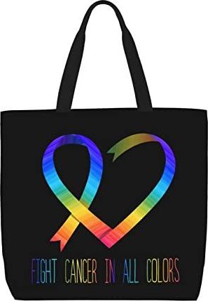 Generic Sac Fourre-Tout Luttez Contre Le Cancer En Toutes Couleurs : Rubans De Sensibilisation Sac &Agrave; Provisions Pliable Lavables Sacs &Agrave; Main, Pour Voyage, Tou