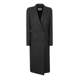 Maison Margiela Doppelreihiger Mantel aus Schurwolle - - Coats - Damen - Schwarzk - XS