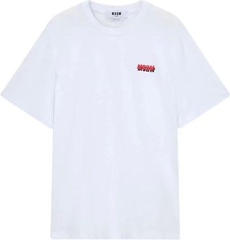 Msgm Msgm, Homme, Tops, Blanc, Taille: L Logo Print T-shirt