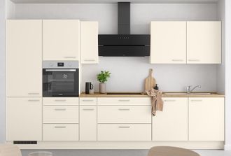 Nobilia home24 Küchenzeile High-Line Touch Variante D 360cm Ausrichtung links Beige/Magnolia/Eiche Sierra Dekor ohne Elektrogeräte