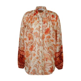 Zimmermann Creme und Orange Junie Bluse - - Blouses & Shirts - Damen - Mehrfarbig - M