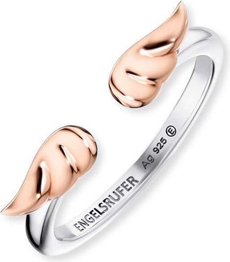Engelsrufer Damen-Ring Offen mit Flügeln aus Sterling-Silber in der Farbe Bicolor, Größe: 17,2 mm, ERR-LILWING-BICOR