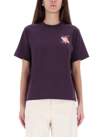Casablanca Organic Cotton With Floral Print T-Shirt - Purple