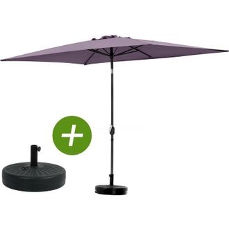 Habitat et Jardin Parasol jardin Sol 2 - Rectangle - 2 x 3 m - Violet + Dalles &agrave; lester incluses