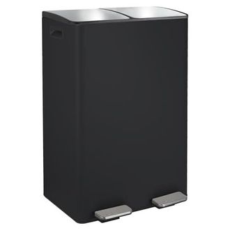 Spirella Poubelle &agrave; P&eacute;dale en Acier, M&eacute;canisme Slow Close, Le Couvercle se referme doucement et silencieusement, Rev&ecirc;tement Anti-Traces de Doigts, 60 litres, N