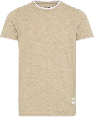 Solid Rigos Herren T-Shirt Kurzarm Shirt Mit Rundhalsausschnitt Im Double-Layer-Look Aus 100% Baumwolle, Größe:XXL, Farbe:Sand (4073)