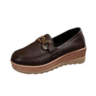 Generic Chaussures &agrave; enfiler &agrave; talon compens&eacute; confortables pour femme - Couleur unie - Boucle en m&eacute;tal - Style classique et confortable - Pour lext&eacute;rieur, mar