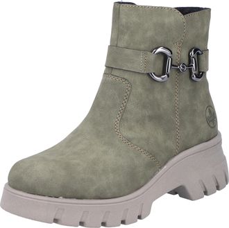 Rieker Winterstiefelette RIEKER, Damen, Gr. 36, grün (khaki), Lederimitat, Schuhe Winterstiefelette, Winterboots, Plateausohle, mit Zierschnalle und Innenrei