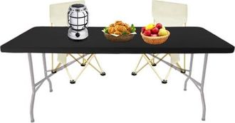 Generic Housses de Table en Spandex, Nappe Rectangulaire Noire 6 Ft &Eacute;lastique Nappe de Pique-Nique Protecteur De Table Protecteur De Table Imperm&eacute;able Rectang