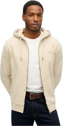 Superdry Homme, Sweatshirts et sweats &agrave; capuche, Beige, Taille: S Logo Essential Zip-through