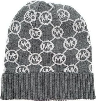 Michael Kors Bonnet pour femme - Bonnet dhiver - Bonnet tricot&eacute; - Taille unique - Laine acrylique douce - Logo - Gris/blanc 9118, gris/blanc, taille unique