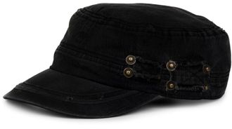 styleBREAKER Unisex Military Cap im Destroyed Vintage Look | verstellbares Army Cap aus Baumwolle | Used Look Schirmmütze für Herren und Damen, Farbe:Schwarz