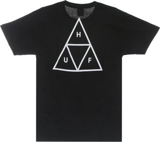 HUF Huf, Homme, Tops, Noir, Taille: XL Tee-shirt Noir Triangle Manches Courtes