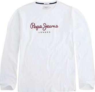 Pepe Jeans London Eggo T-shirt pour Homme Slim Fit Manches Longues Blanche