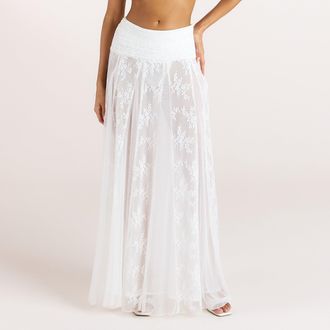 Lounge Jupe en Dentelle Transparente - Blanc - 36