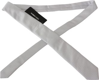 Dolce & Gabbana White Patterned Classic Mens Slim Necktie Tie Nylon Silk