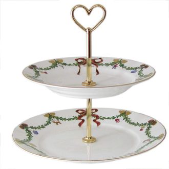 ROYAL COPENHAGEN 1017446 Star Fluted/XMAS Etagere, Porzellan, Mehrfarbig