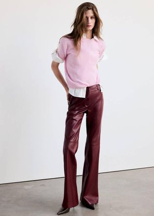 Mango Pantalon flare cuir synth&eacute;tique rouge - Femme - 36 - MANGO