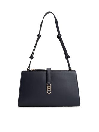 Tommy Hilfiger Schultertasche TOMMY HILFIGER TH LIBRE SHOULDER BAG, Damen, Gr. B/H/T: 29cm x 16,5cm x 10,5cm, dunkelblau, Lederimitat, Taschen Schultertasche, Damen 