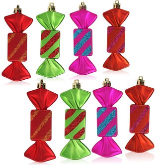 Com-Four 8X Christbaumanh&auml;nger Bonbon - Weihnachtskugel Geschenkbonbon - Christbaumschmuck in Bonbon-Form f&uuml;r die Weihnachtsbaum-Dekoration - bruchfester Baums