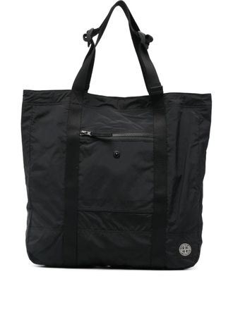 Stone Island logo-patch tote bag - Noir