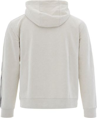 Emporio Armani Logo-Striped Full-Zip Hoodie - Beige