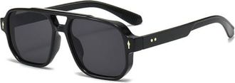 Generic Lunettes de soleil vintage pour homme - Verres transparents - Lunettes de soleil UV400, Noir/gris, Taille unique