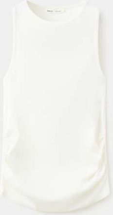 Mango Top d&eacute;tail fronc&eacute; blanc - Femme - S - MANGO