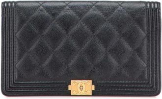 Chanel Portefeuille long Boy Pre-owned (bi-pli) - Femme - Pre-owned - Noir - Taille: ONE Size
