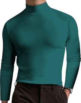 Generic T-shirt &agrave; col montant pour homme, tissu extensible et respirant, style moderne pour la gym ou les tenues d&eacute;contract&eacute;es, Vert, 3XL