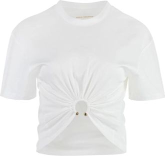 Paco Rabanne Femme, Tops, Blanc, Taille: 40 FR Gathered Detail T-Shirt