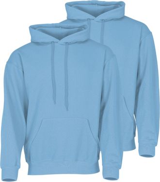 Fruit Of The Loom Doppelpack Classic Kapuzen-Sweat Herren Hoodie 2er Pack + GRATIS MyShirt Stoffbeutel, Farbe:Pastellblau, Gr&ouml;&szlig;e:XL