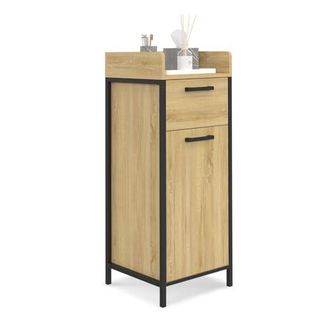 IDMarket Colonne de Rangement dappoint Salle de Bain Detroit 1 tiroir 1 Placard Design Industriel