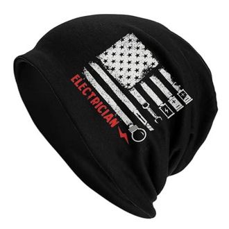 Generic Homme Femme Bonnets De Ski &Eacute;lectricien Drapeau Am&eacute;ricain Bonnet dhiver Doux Bonnets Tricot&eacute; Chaud Hiver Chapeaux pour Cyclisme Patinage Ski