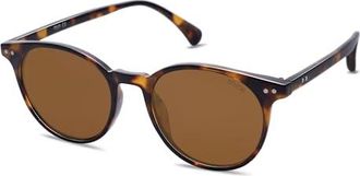Sojos Lunettes de soleil polaris&eacute;es rondes Femmes Hommes Protection UV400 Vintage Ronde MAY SJ2113, Tortue/Marron