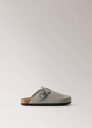 Mango Chaussons sabots en cuir gris clair/pastel - Femme - 36 - MANGO