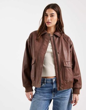 Levi's Veste dad vintage en cuir - Marron-Brown