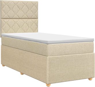vidaXL Letto Box Spring Con Materasso Crema 90 X 200 Cm Tessuto Vidaxl