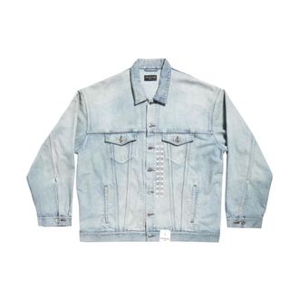 Balenciaga Denimjacke mit Aufkleber-Muster - - Jackets - Damen - Blau - S
