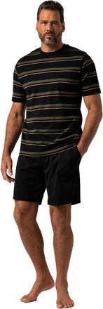 JP1880 Herren große Größen Menswear L-8XL JP1880 Schlafanzug, Homewear, Zweiteiler, T-Shirt mit Ringeln, Shorts, bis 8 XL schwarz 7XL 840449100-7XL
